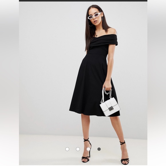Asos Dresses Asos Design Tall Bardot Midi Skater Dress Poshmark